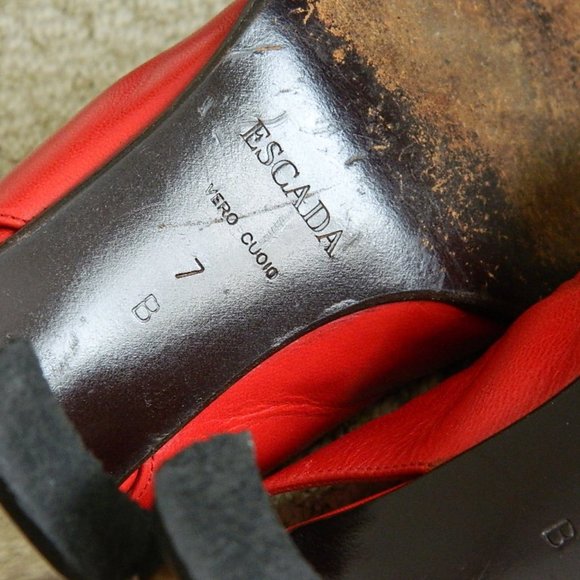 Escada | Shoes | Escada Red Leather Classic Sling Back Pumps Us 7 ...